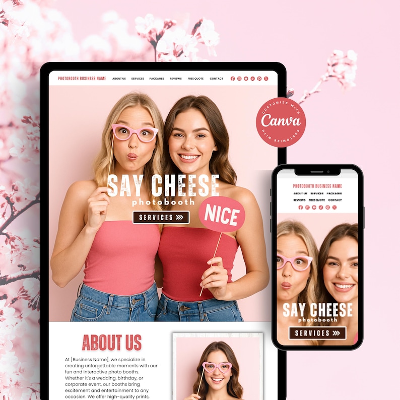 Photobooth Website Template Canva, Digital Photo Booth Rental Business ...