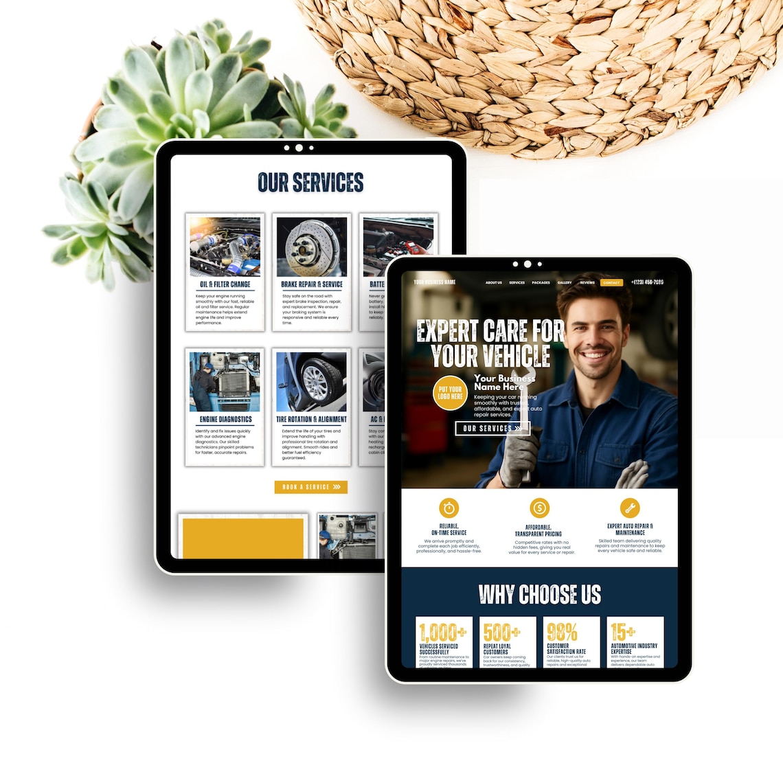 Automotive Mechanic Website Template Canva, Mobile Detailing Website ...