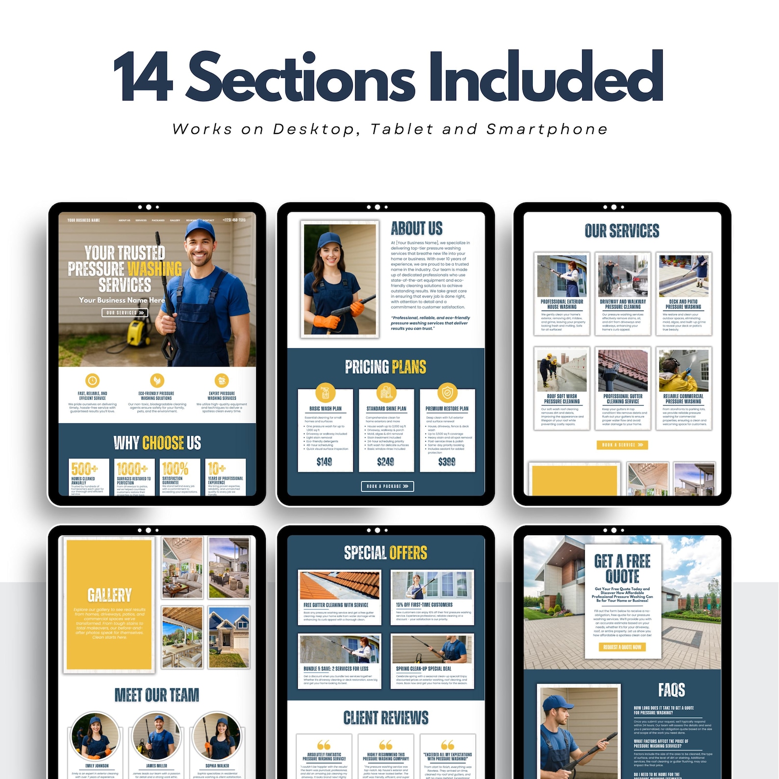 Pressure Washing Website Template Canva | Pressure Wash Business, Power ...