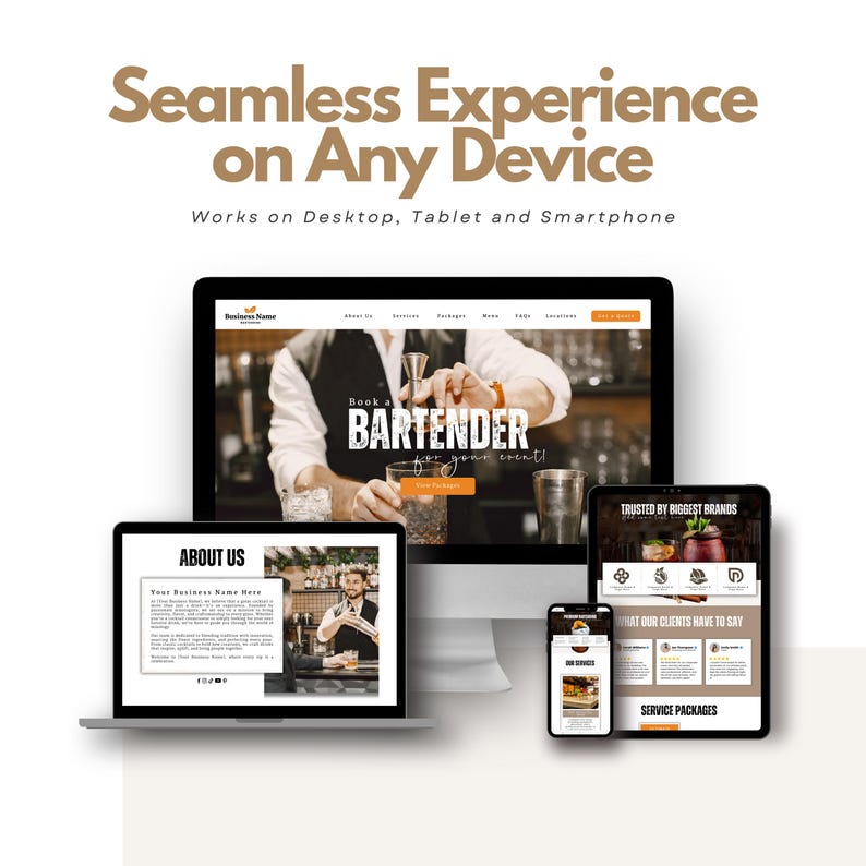 Bartender Website Template: Mobile Bar Canva Sales Page - Etsy