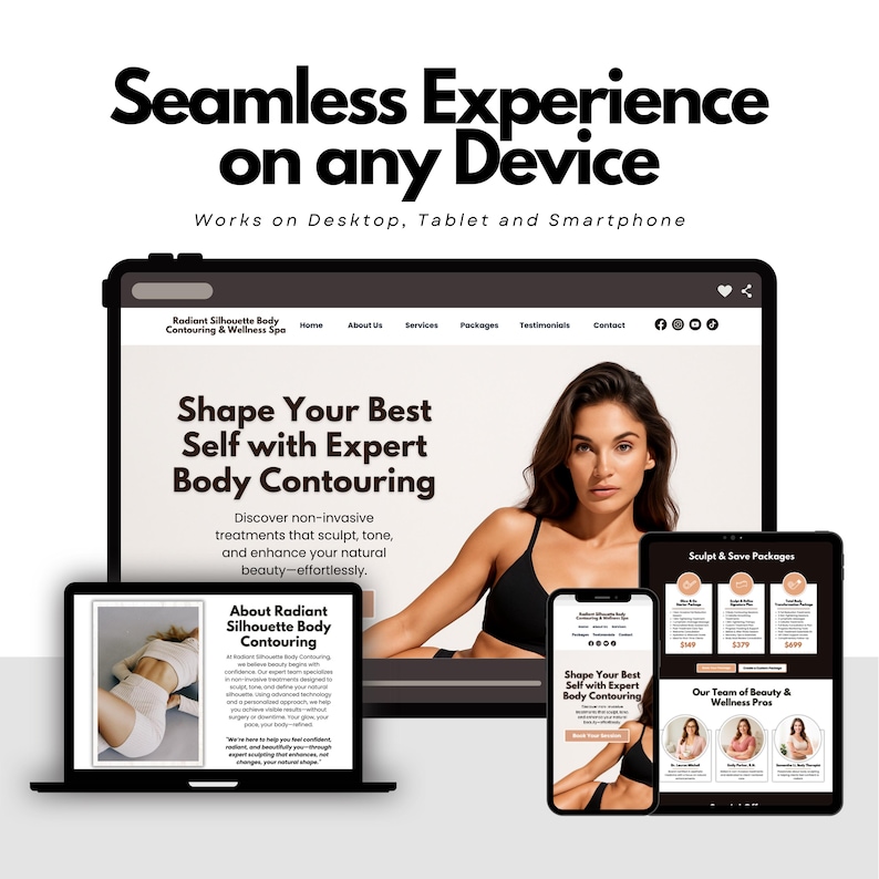 Body Sculpting Website Template, Body Contouring Canva Website for Non ...