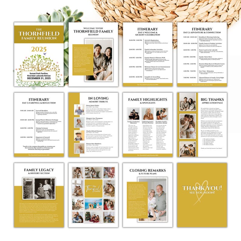 Editable Family Reunion Program Template: Canva Itinerary Booklet ...