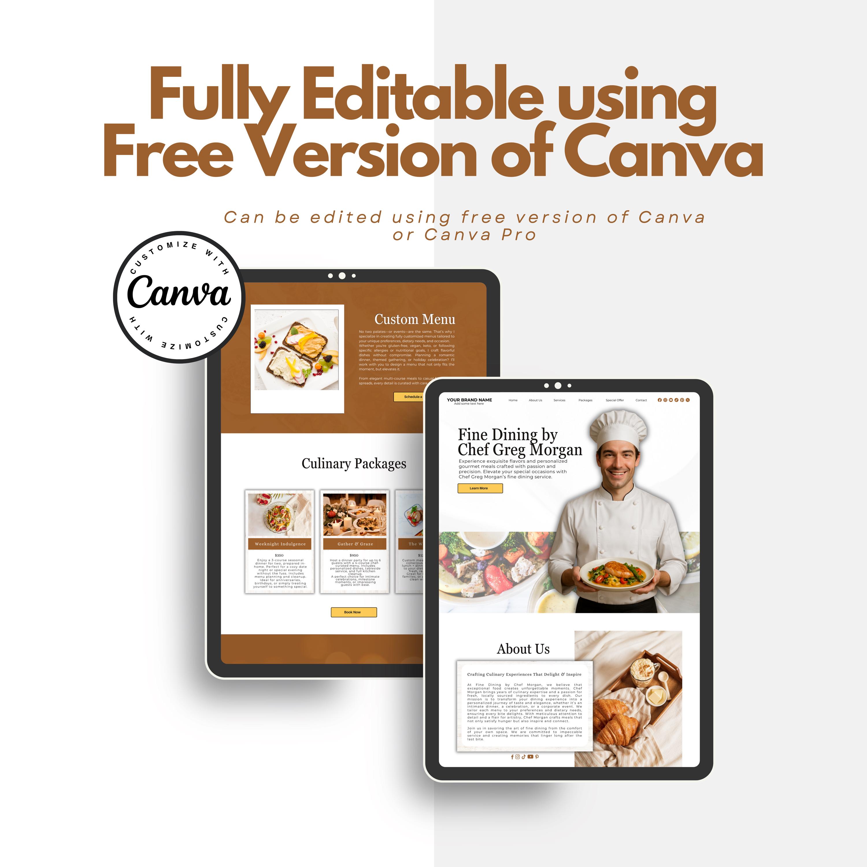 Private Chef Website With Packages Template, Personal Chef, Food ...