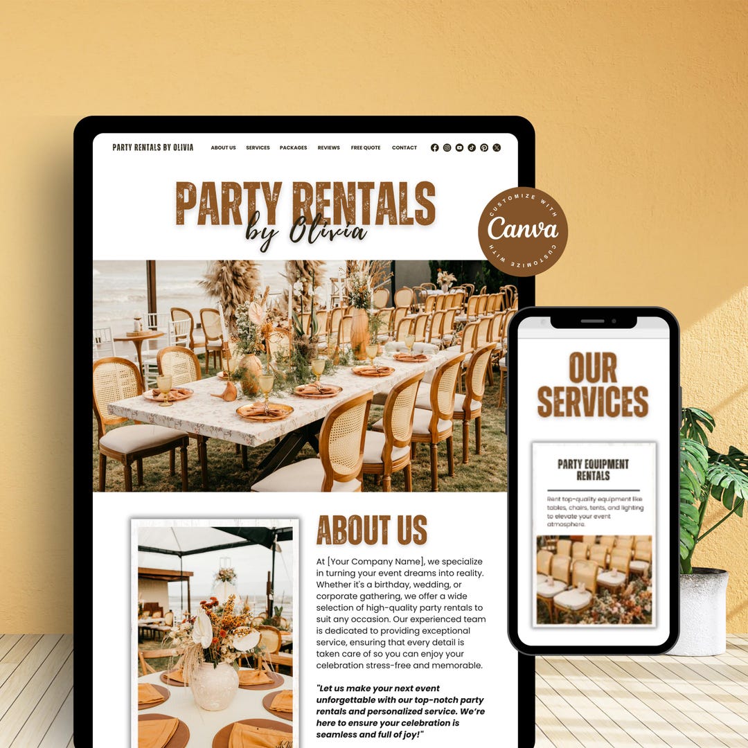Party Rental Website Template for Party Rental Business, Party Decor ...