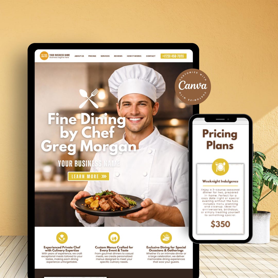 Private Chef Website Template, Restaurant Website Template – Canva Full ...
