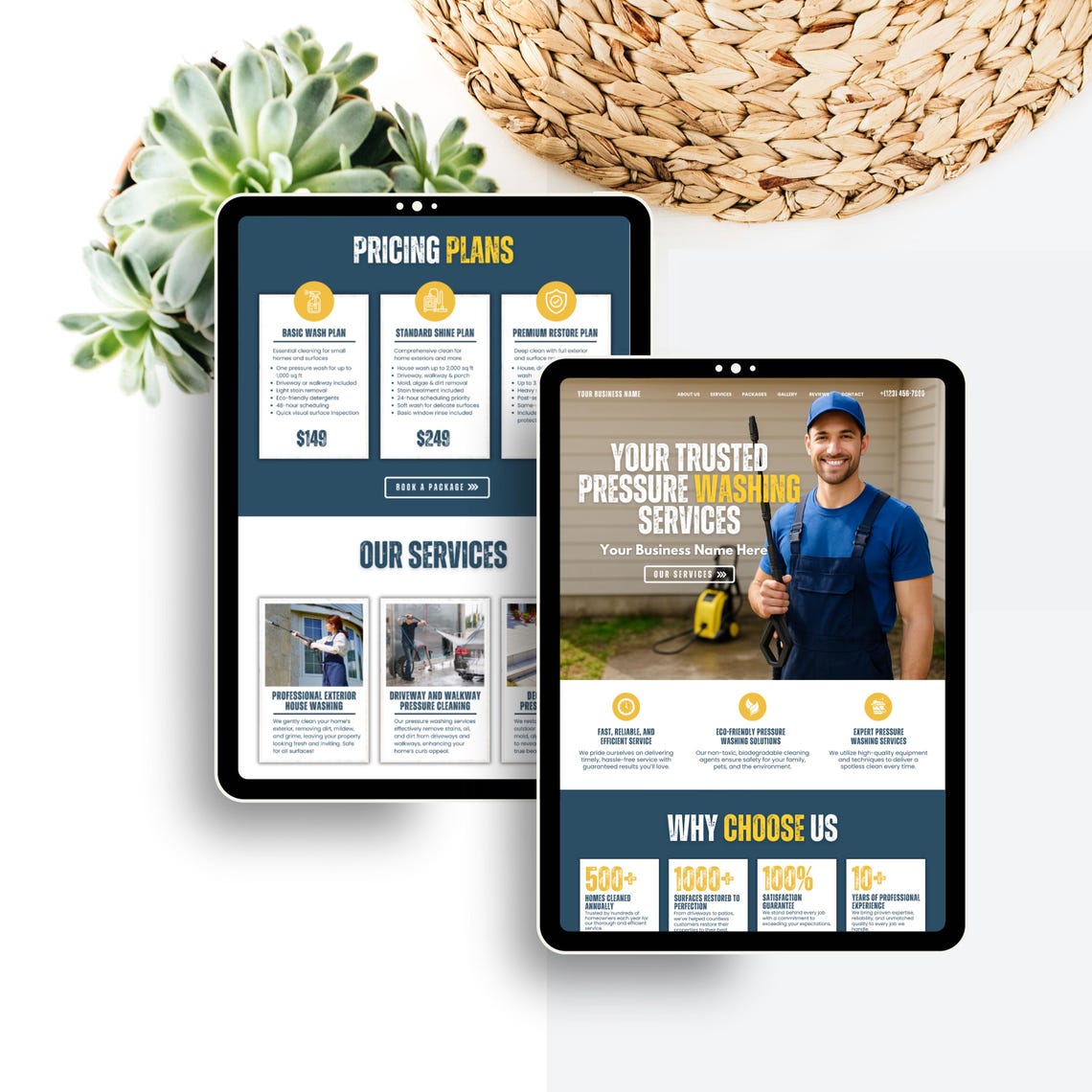 Pressure Washing Website Template Canva | Pressure Wash Business, Power ...