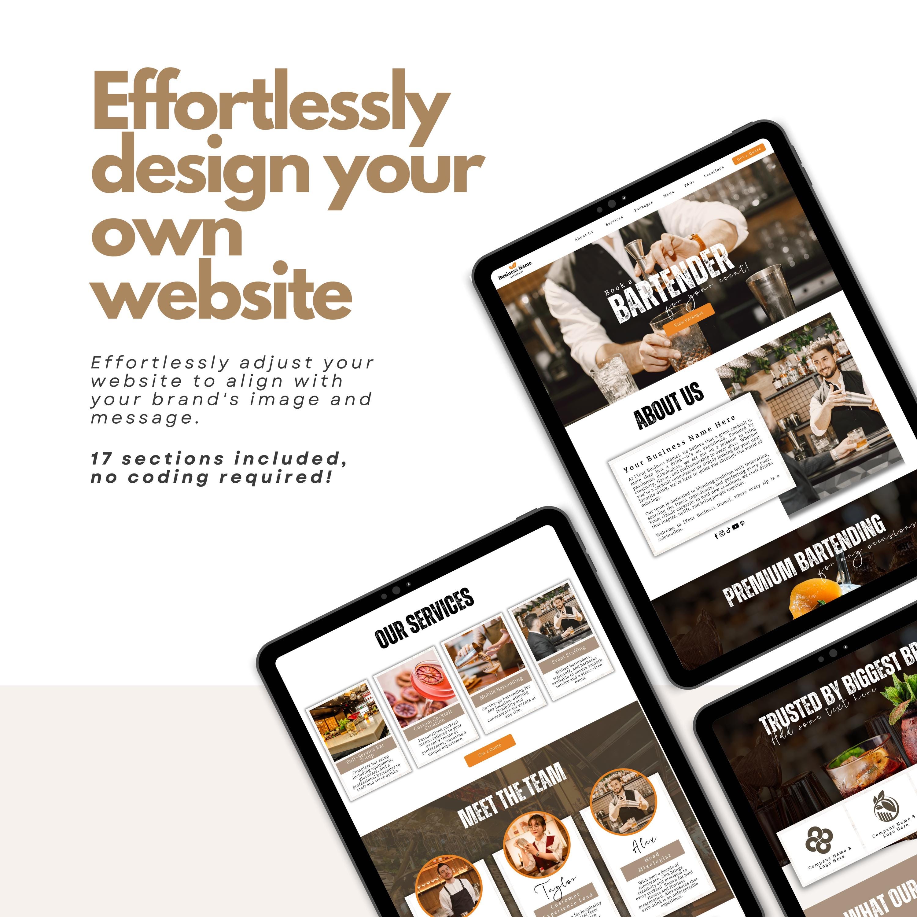 Bartender Website Template: Mobile Bar Canva Sales Page - Etsy