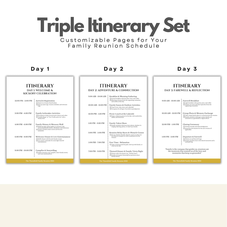 Editable Family Reunion Program Template: Canva Itinerary Booklet ...