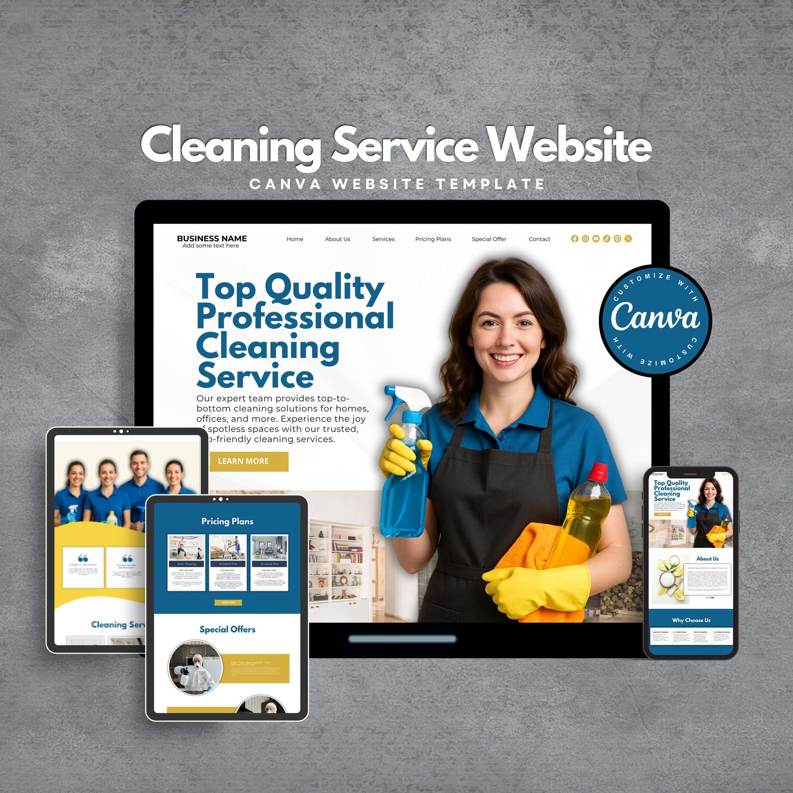 Cleaning Service Website Template, One-page Done for You Canva Website ...