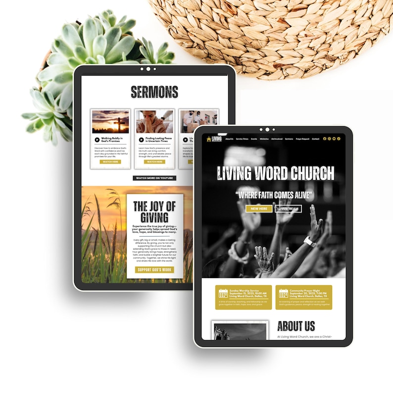Church Website Template Canva, Modern Church Website "live Streaming ...