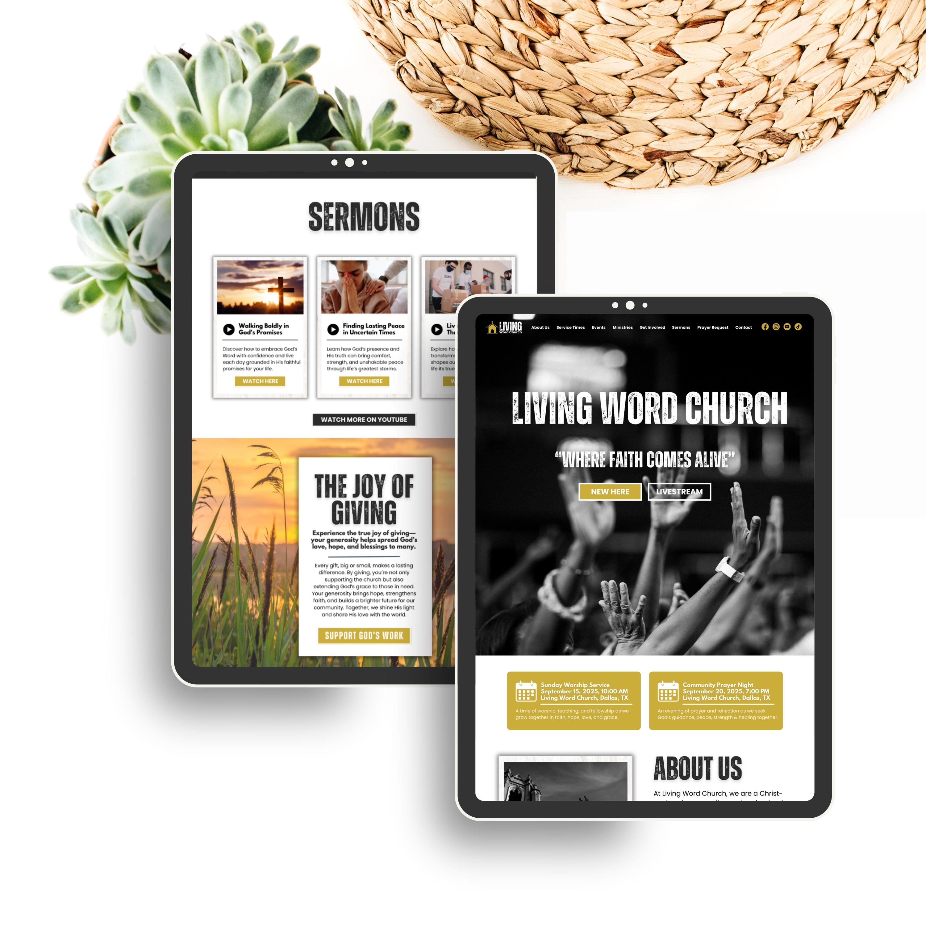Church Website Template Canva, Modern Church Website "live Streaming ...