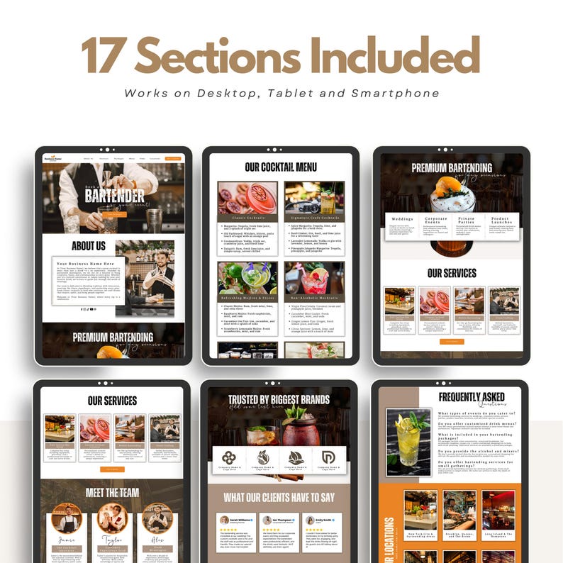 Bartender Website Template: Mobile Bar Canva Sales Page - Etsy