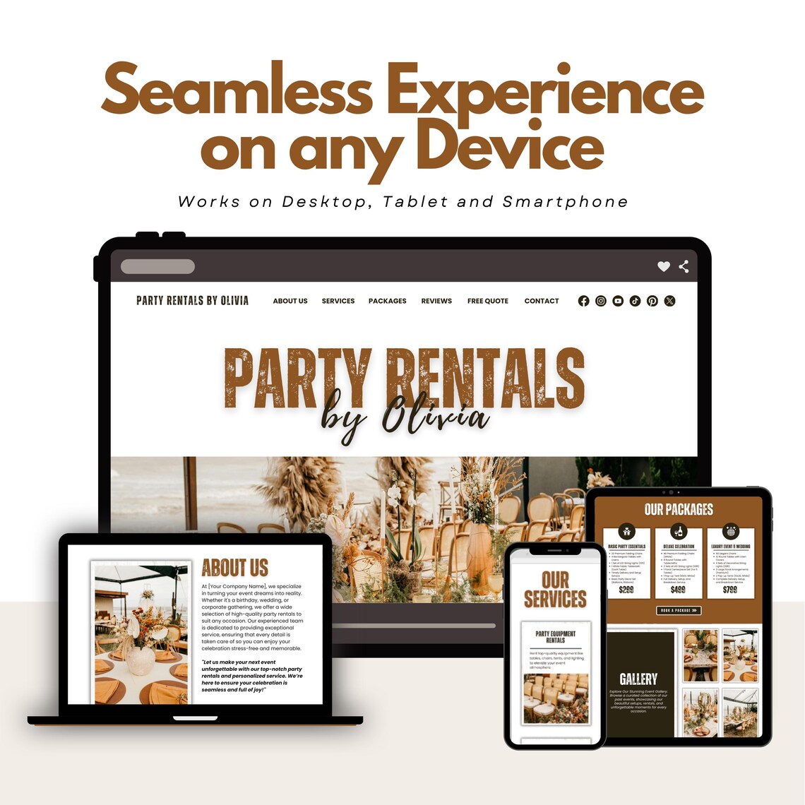 Party Rental Website Template for Party Rental Business, Party Decor ...