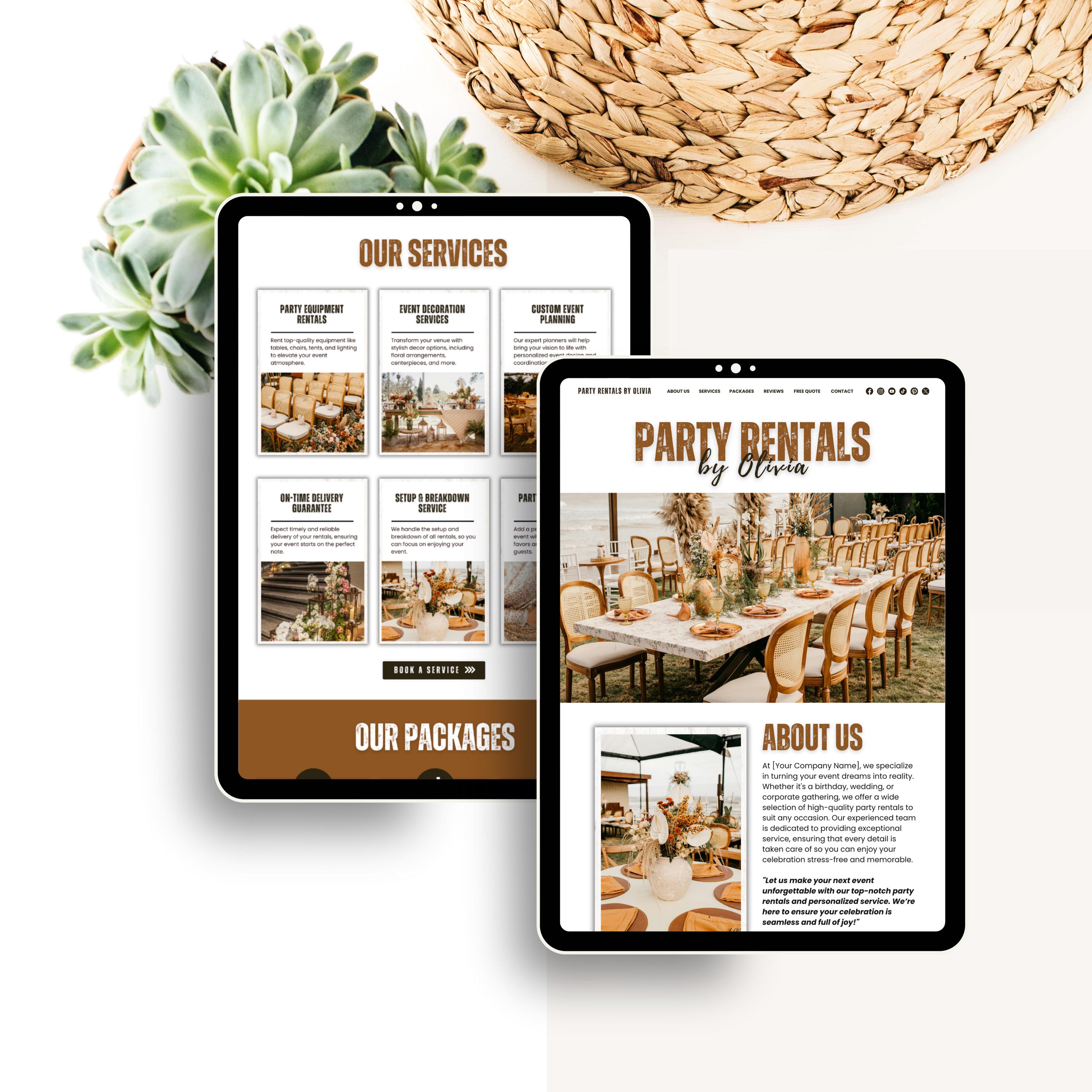 Party Rental Website Template for Party Rental Business, Party Decor ...