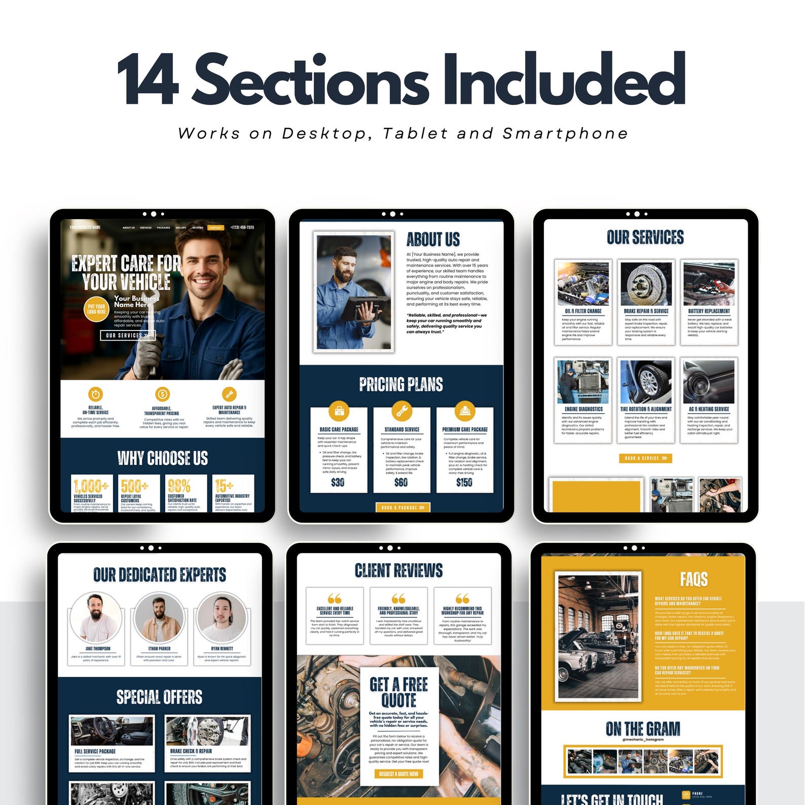 Automotive Mechanic Website Template Canva, Mobile Detailing Website ...