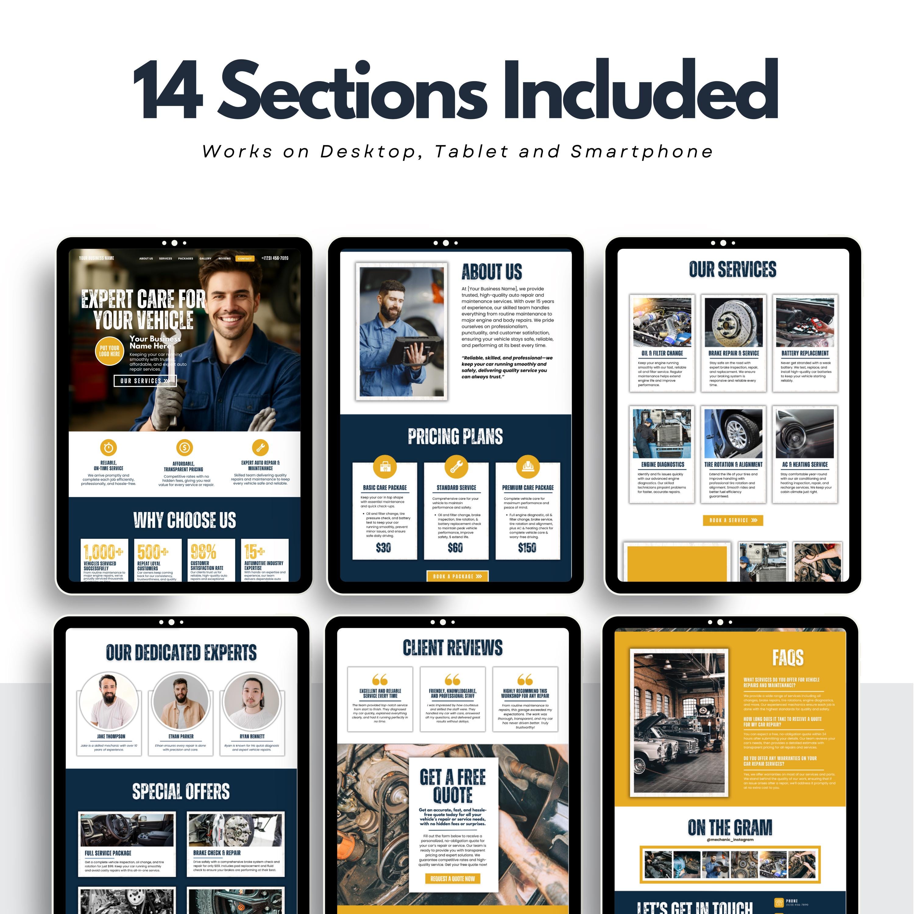 Automotive Mechanic Website Template Canva, Mobile Detailing Website ...