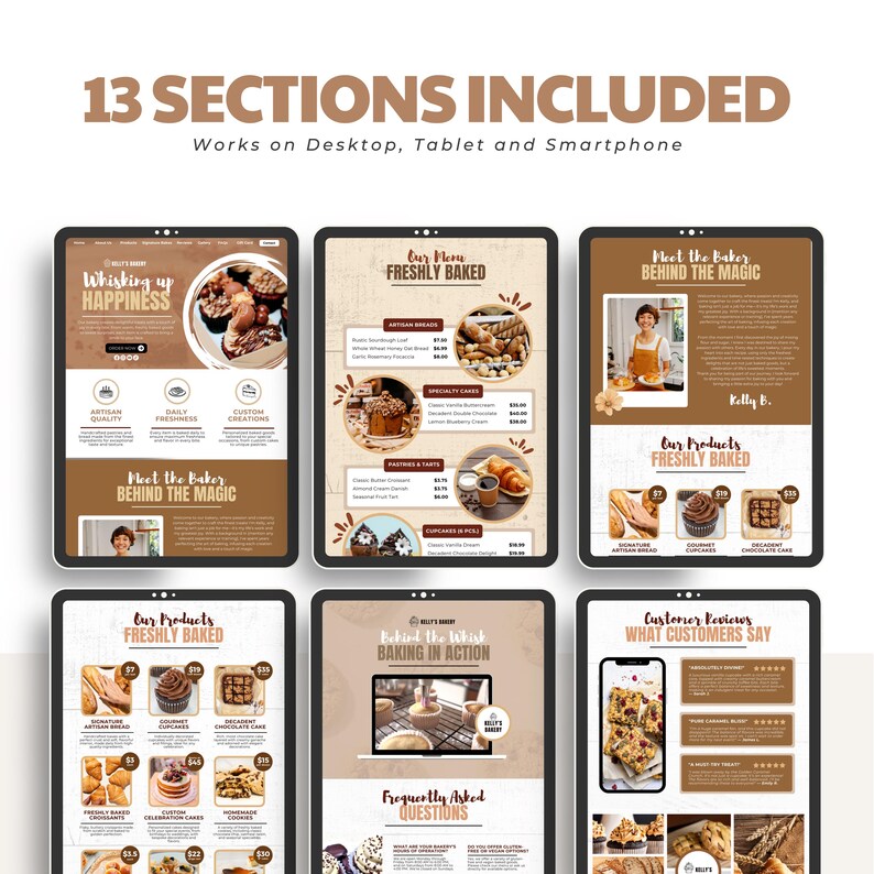 Bakery Website Template Canva, Fully Editable Canva Website Sales Page ...