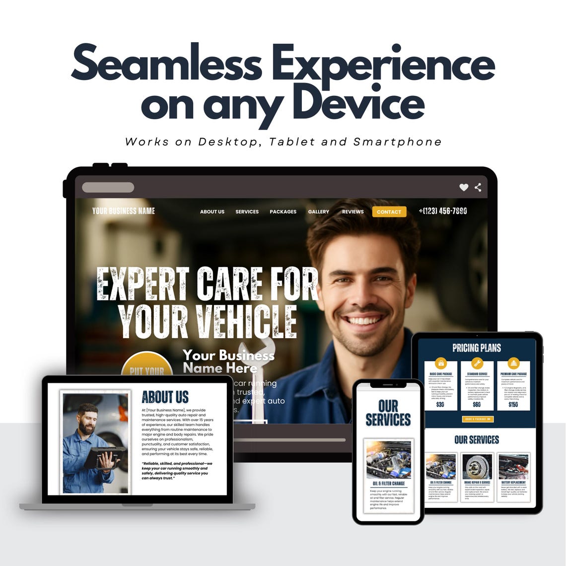 Automotive Mechanic Website Template Canva, Mobile Detailing Website ...