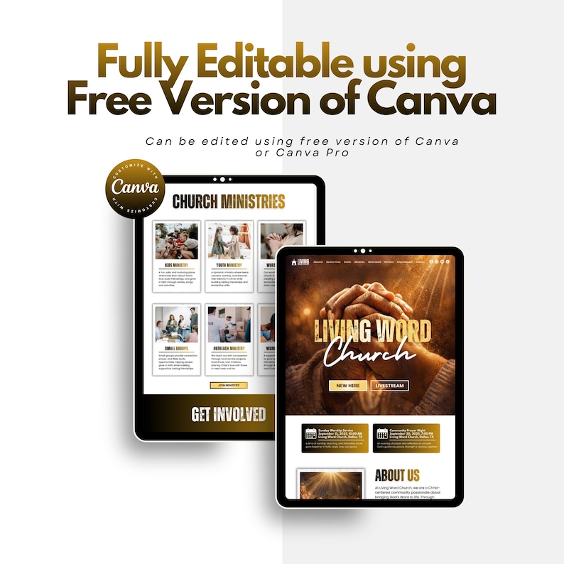 Church Website Template Canva, Modern Church Website "live Streaming ...