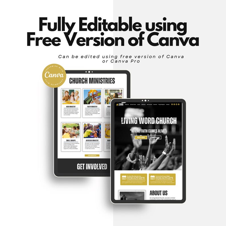 Church Website Template Canva, Modern Church Website "live Streaming ...