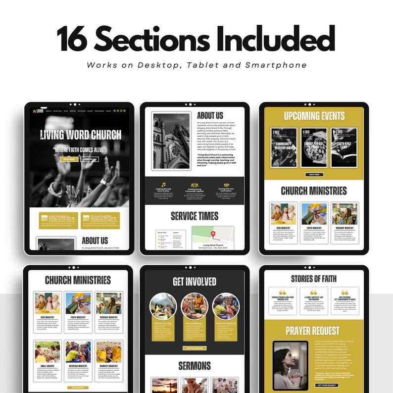 Church Website Template Canva, Modern Church Website "live Streaming ...