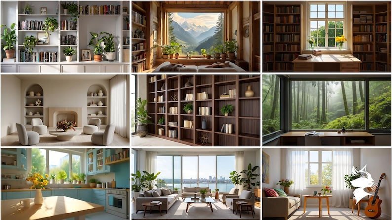 Pack +20 Zoom Backgrounds With Wall Shelves for Office, Virtual ...