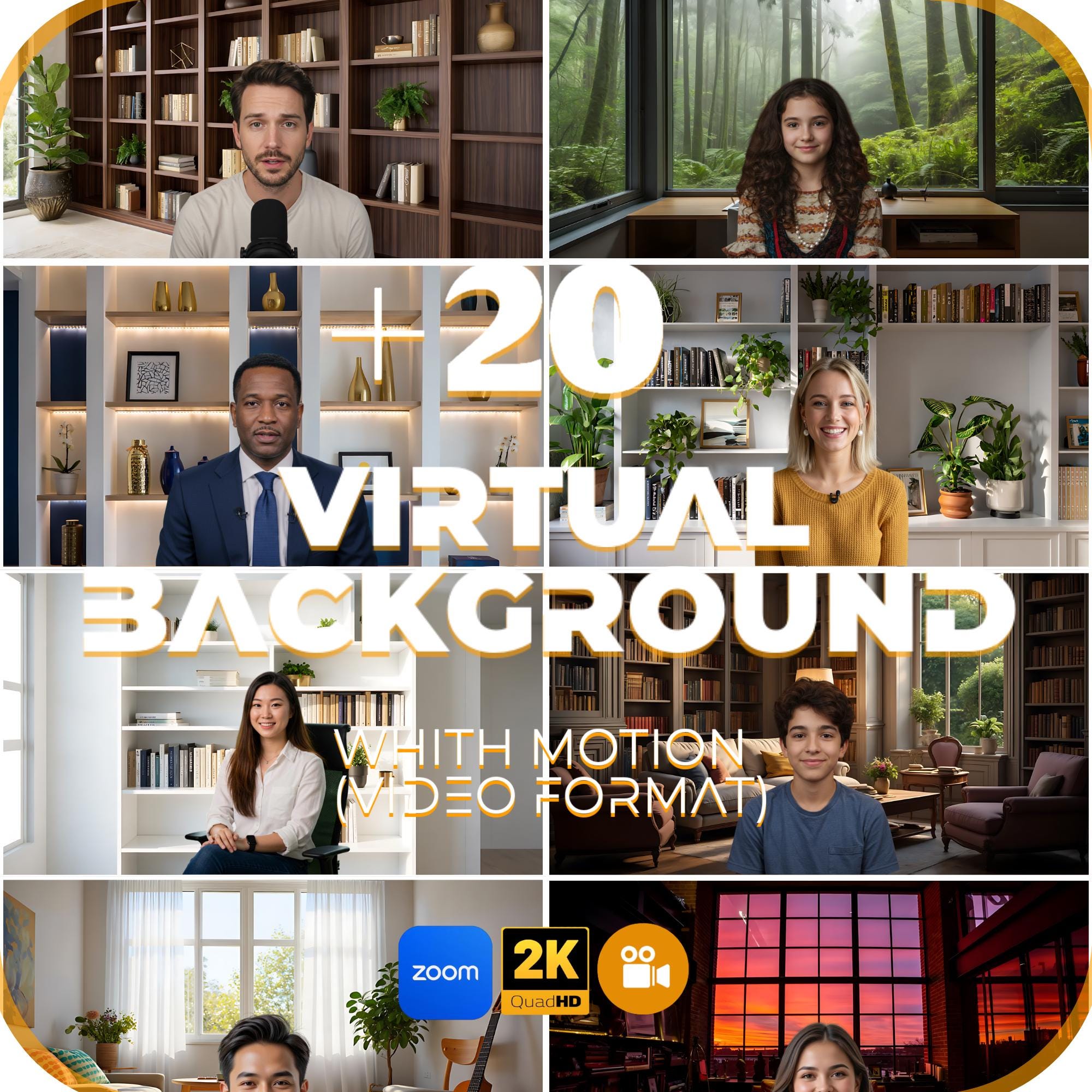 20+ Office Wall Shelves Zoom Backgrounds: Animated Looping Video (MP4 ...