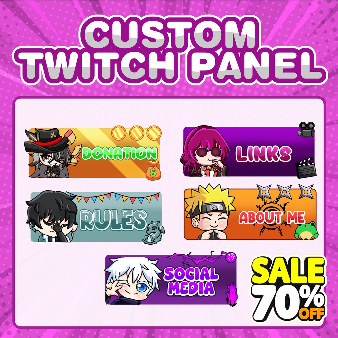 Custom Cute Twitch Panel | Vtuber Panel, Anime Panel, Twitch Banner ...