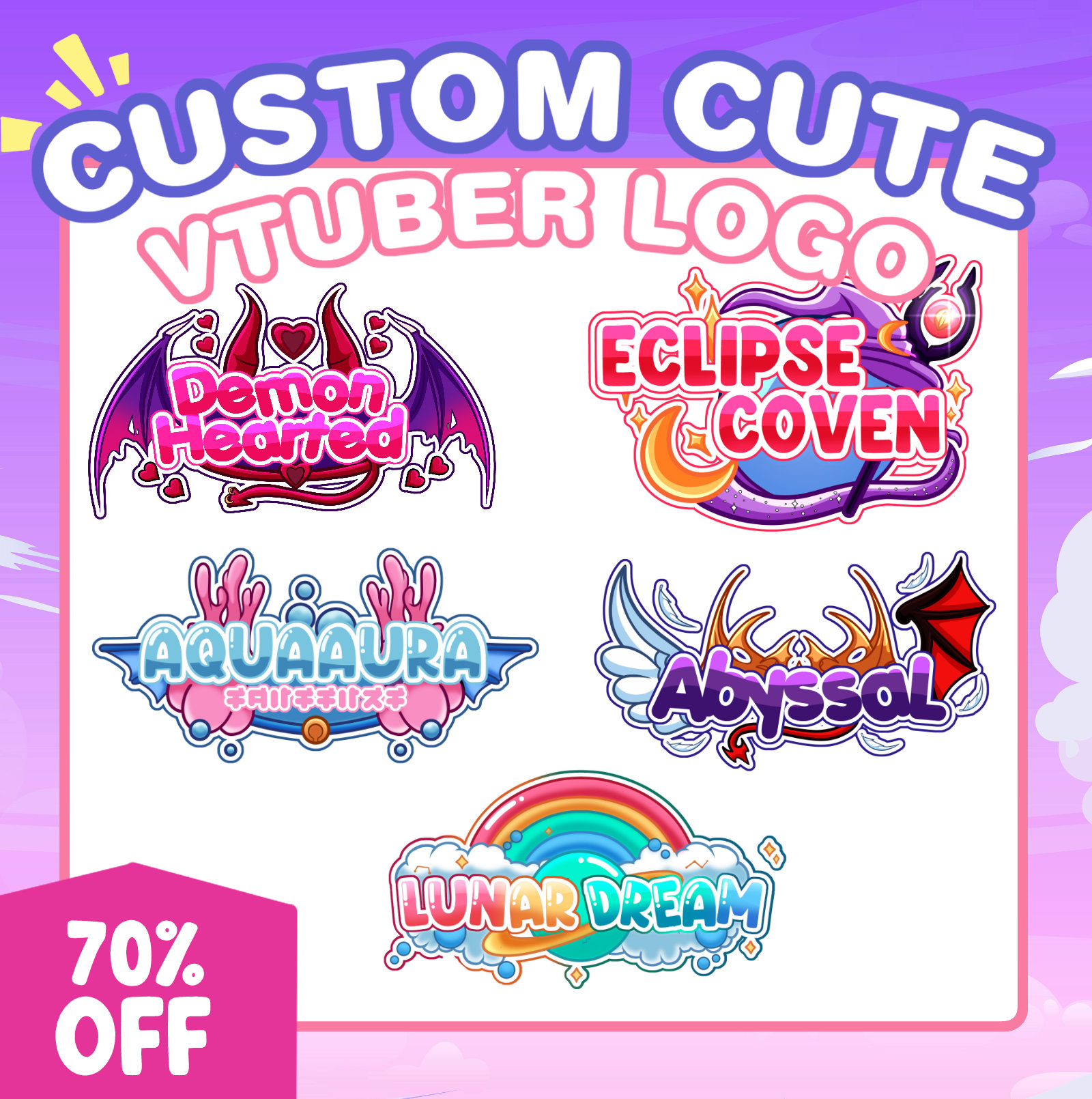 Custom Cute Vtuber Logo Vtuber Logo, Custom Vtuber Logo Commission, Cute Vtuber Logo, Kawaii ...
