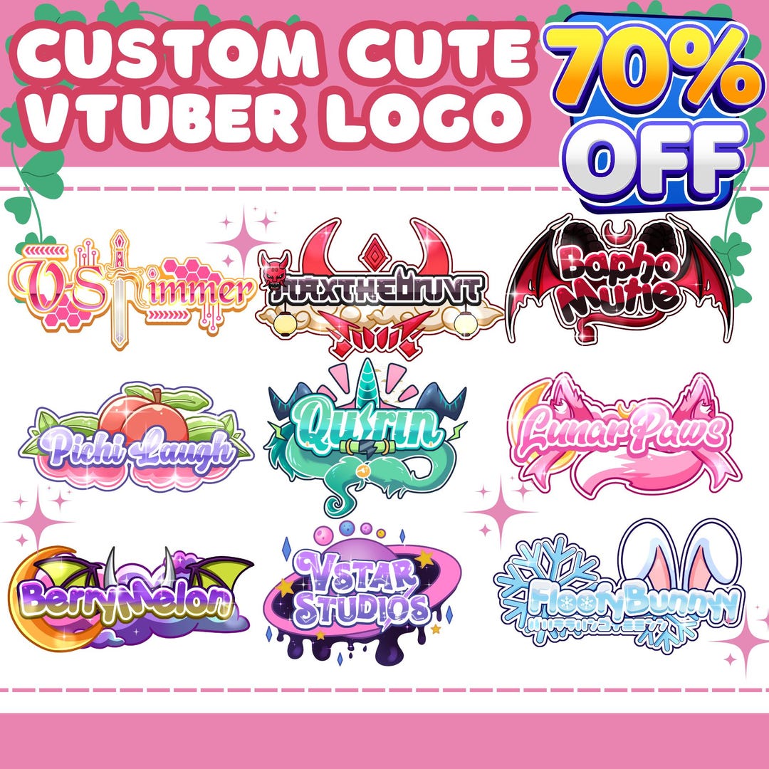Custom Cute Vtuber Logo | Vtuber Logo, Custom Vtuber Logo Commission, Cute Vtuber Logo, Kawaii ...