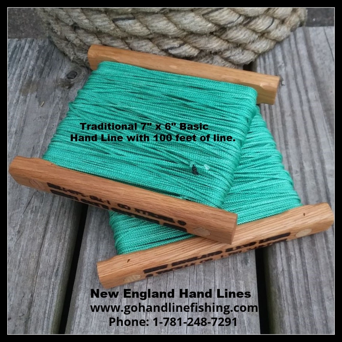 New England Hand Line for Fishing. Vintage Design Made From Solid Oak ...