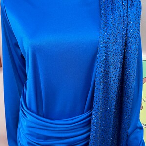 Vintage 1980s Blue Dress. 80s Diva Dress. Blue Long Sleeve Evening ...