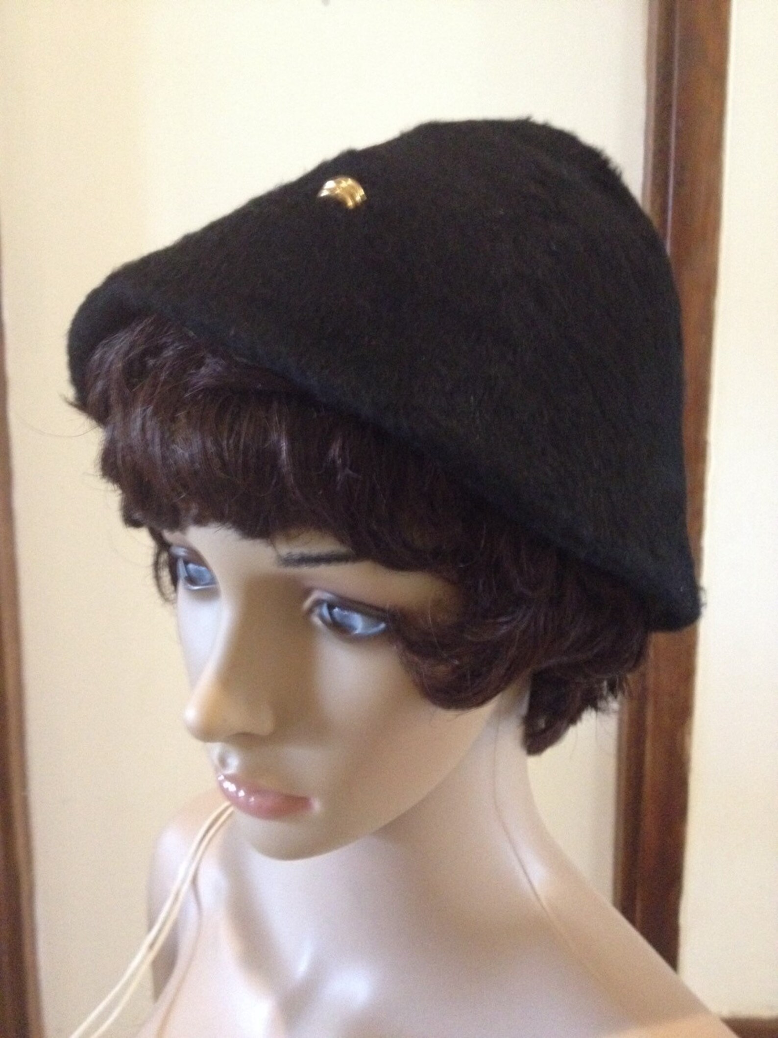 Vintage 1940s Black Fur Felt Hat by Olga & Louise With - Etsy