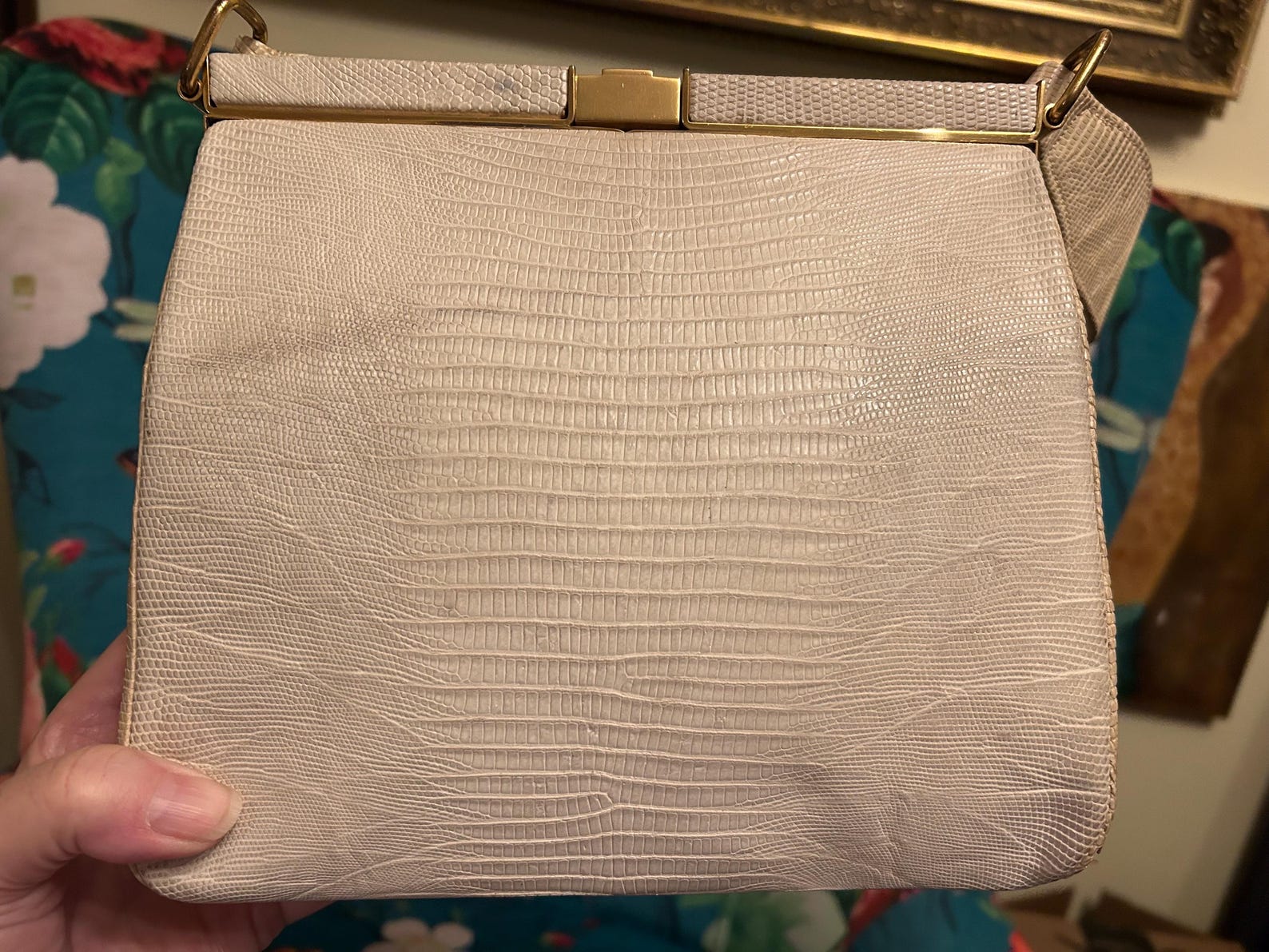 Vintage 50s Kelly Bag Purse. Off-white Lizard Leather Purse by ...