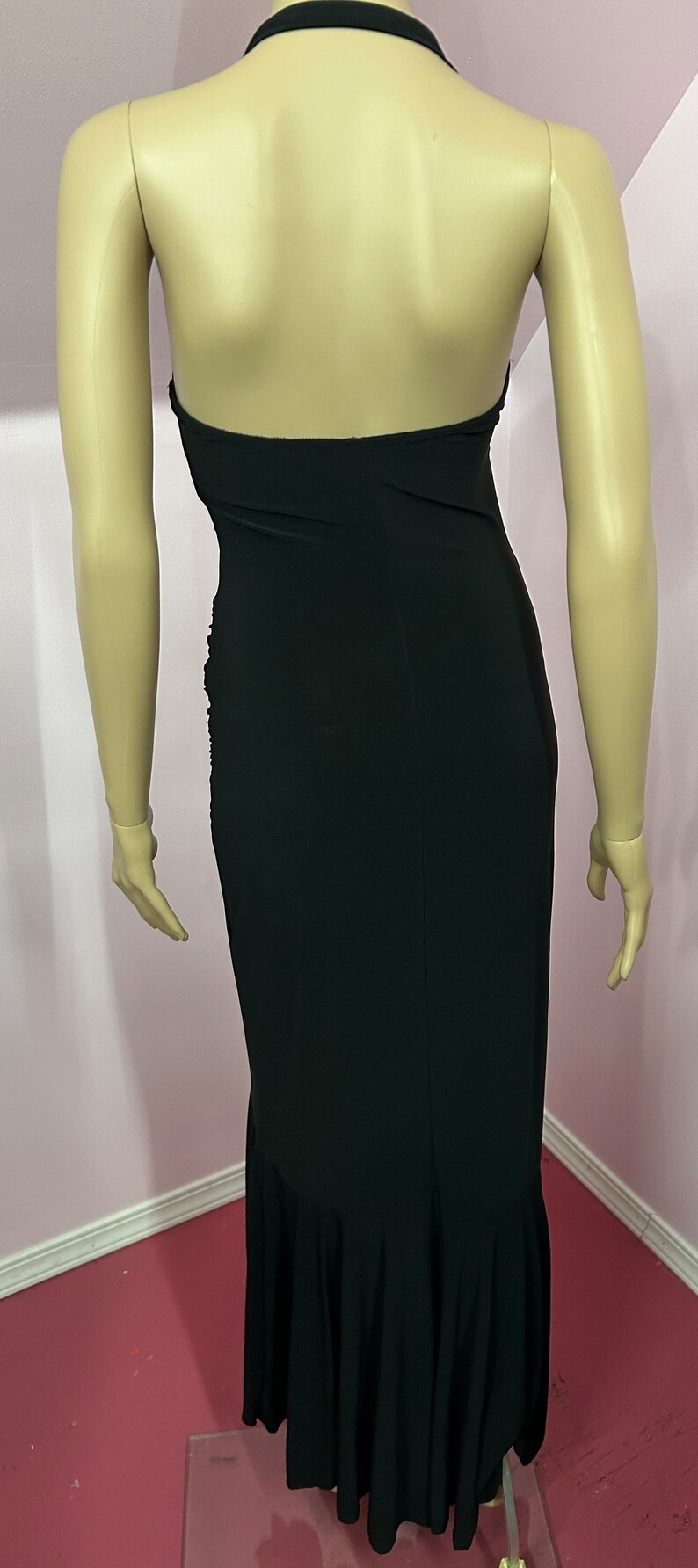 Vintage 80s Slinky Black Gown With Rhinestone Accents. Long Black ...