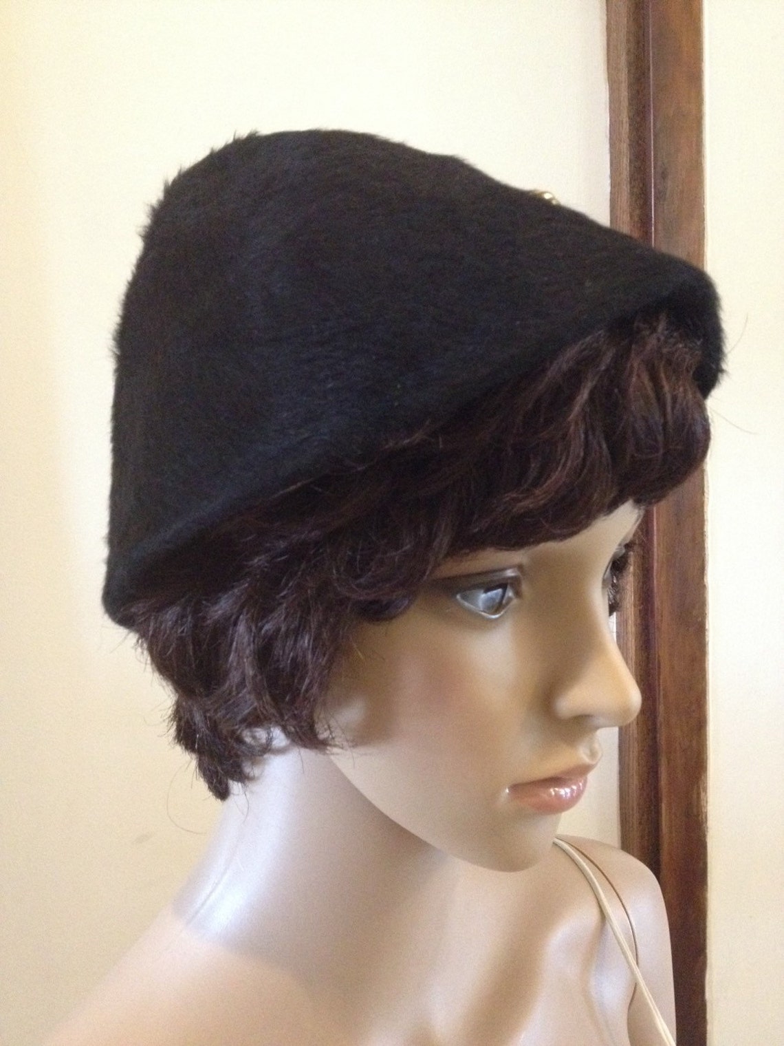 Vintage 1940s Black Fur Felt Hat by Olga & Louise With - Etsy
