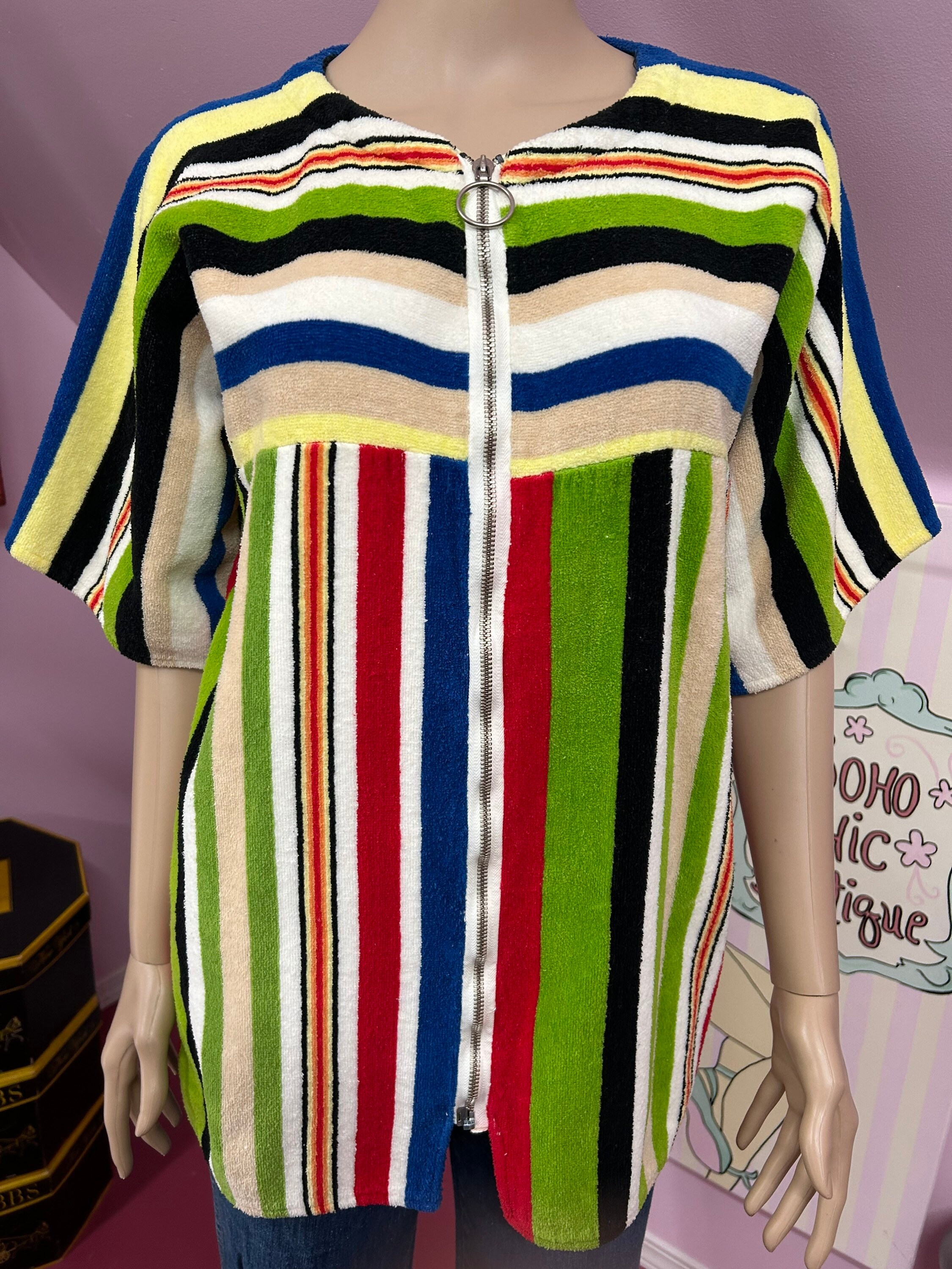 Vintage 60s Striped Terry Cloth Beach Coverup. 1960s Terry - Etsy