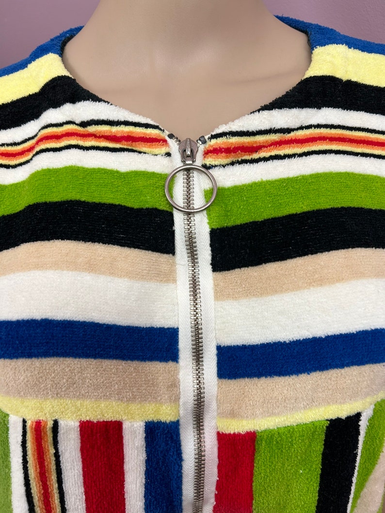 Vintage 60s Striped Terry Cloth Beach Coverup. 1960s Terry Cloth Cover ...