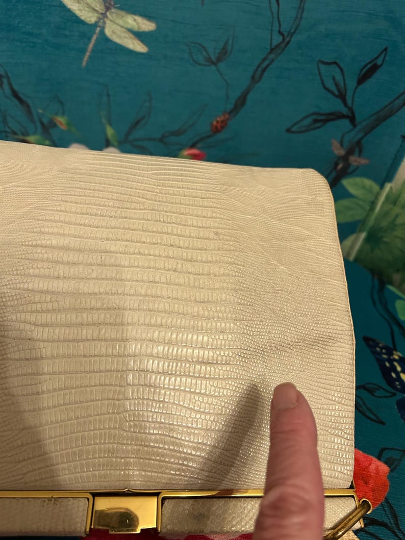 Vintage 50s Kelly Bag Purse. Off-white Lizard Leather Purse by ...