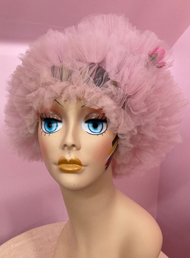 Vintage 50s Pink Floral Bonnet. 50s Curler Hat. 1950s Curler - Etsy