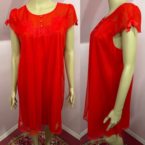 vintage 50s red nightgown - Gem