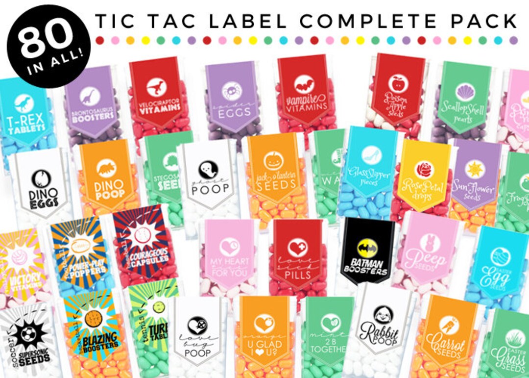 Tic Tac Bundle Printable - ALL 80 LABELS!! - Etsy
