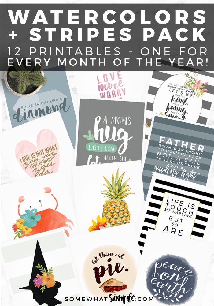 Watercolor Stripes Printable Pack - Etsy