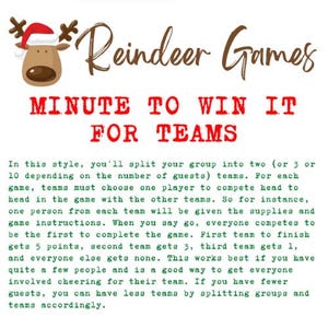 Reindeer Games: the Ultimate Christmas Party Experience! Pdf Packet - Etsy