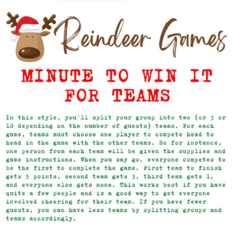 Reindeer Games: the Ultimate Christmas Party Experience! Pdf Packet - Etsy