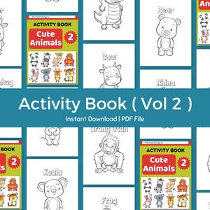Activity Book (2) - Coloring - Cute Animals - Etsy