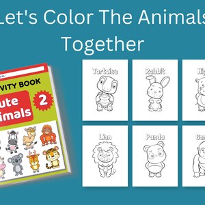 Activity Book (2) - Coloring - Cute Animals - Etsy