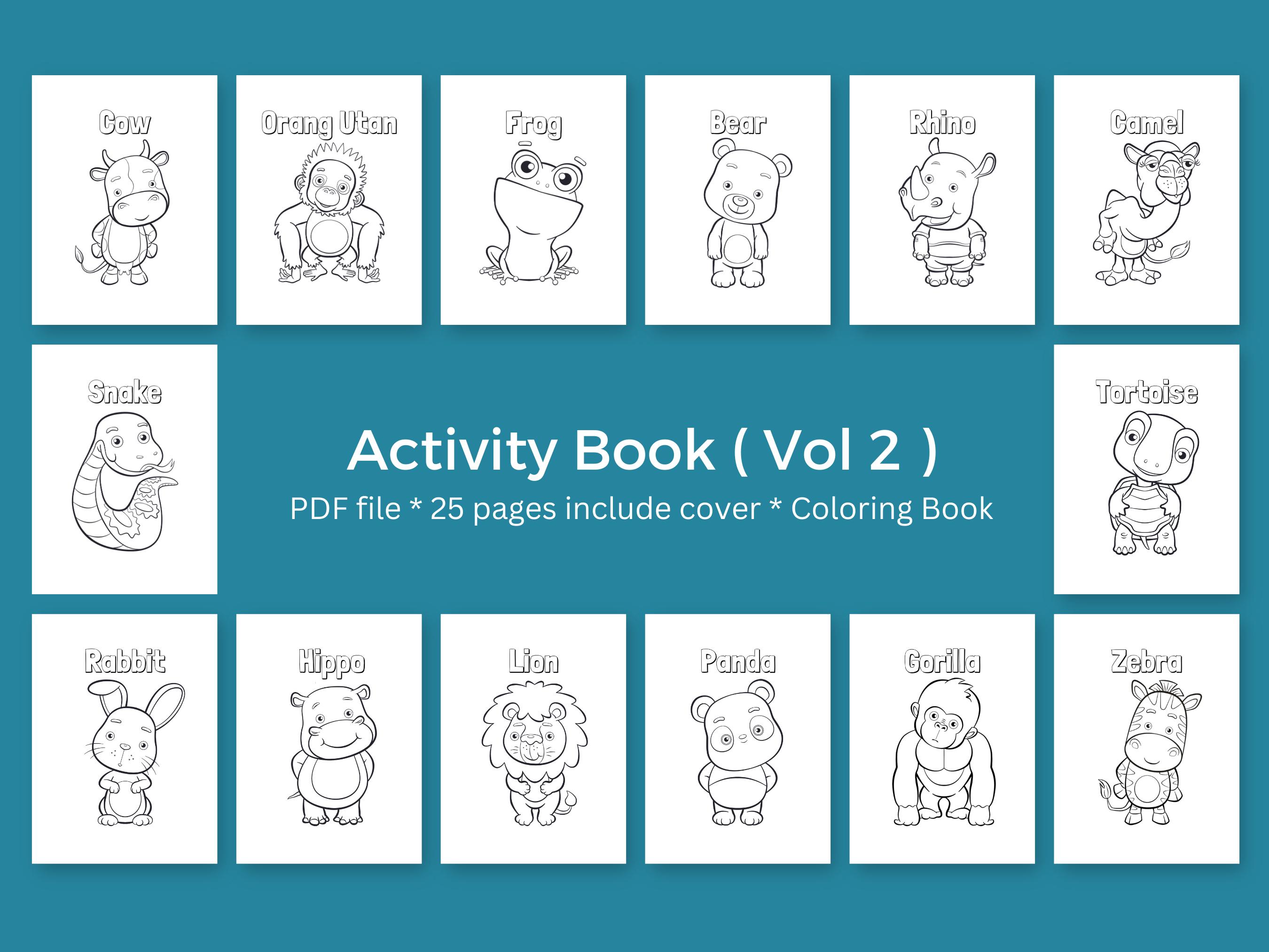 Activity Book (2) - Coloring - Cute Animals - Etsy