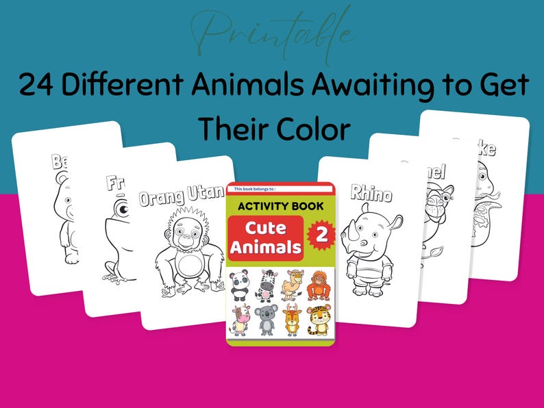 Activity Book (2) - Coloring - Cute Animals - Etsy