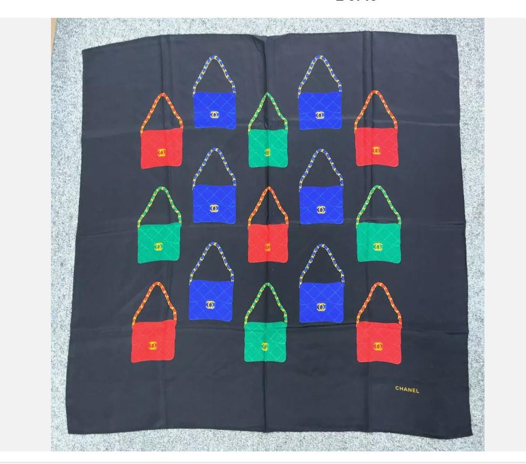 Authentic Chanel Matelasse Bag Pattern Multicolor Silk Scarf With Box ...
